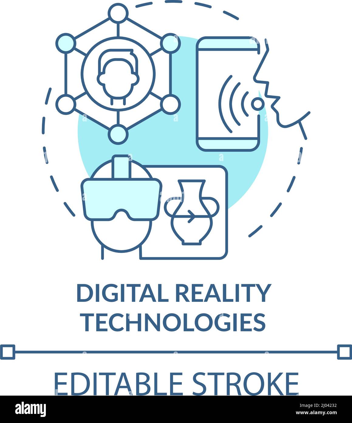 Digital reality technologies turquoise concept icon Stock Vector Image ...