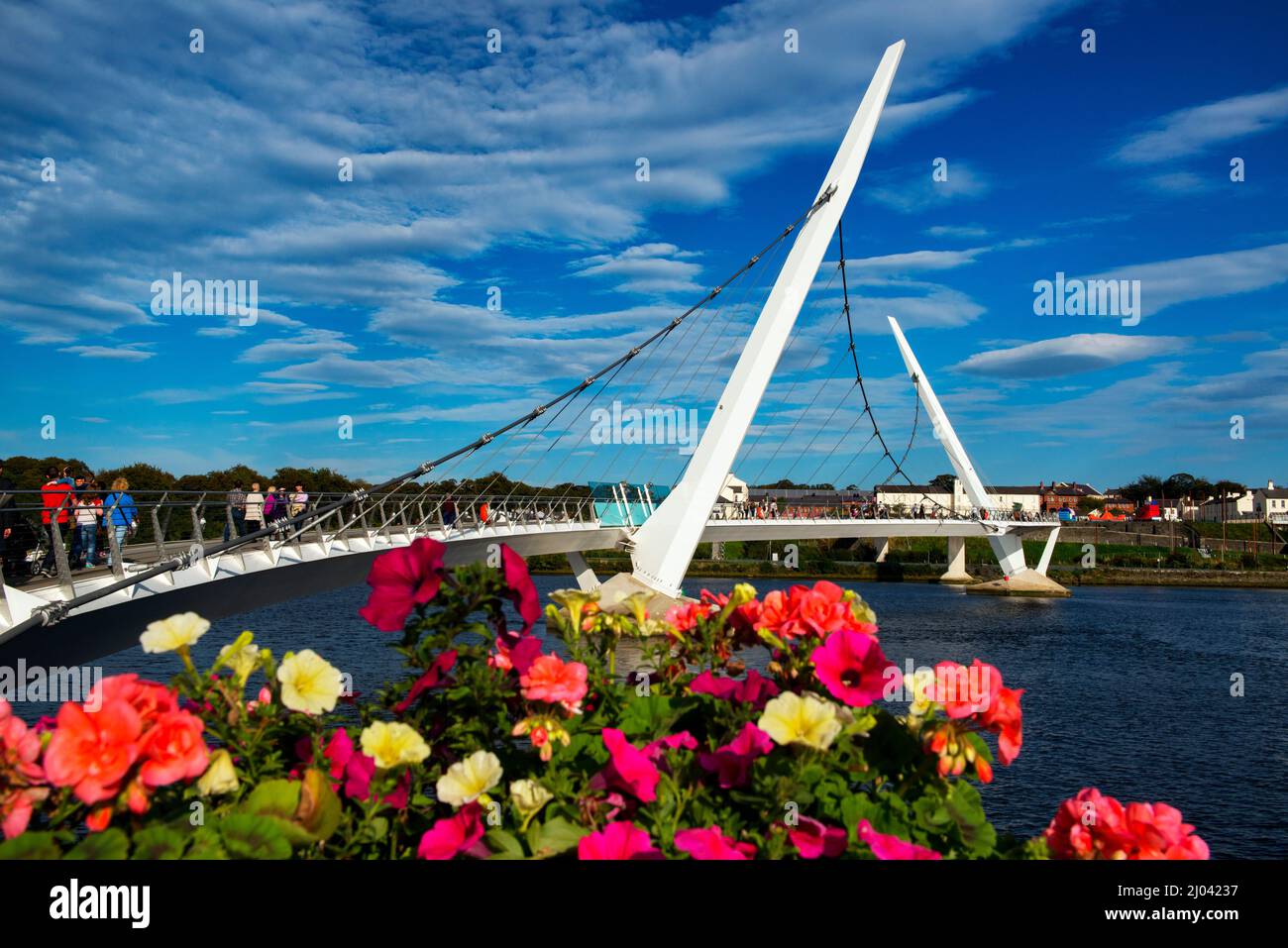 City of Derry, Peace Bridge,River Foyle, County Londonderry, Northern ...