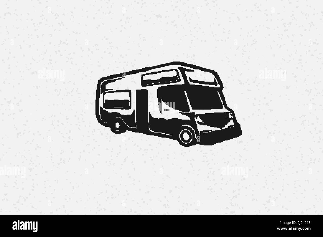 Silhouette of rv trailer for journey in countryside designed as symbol ...