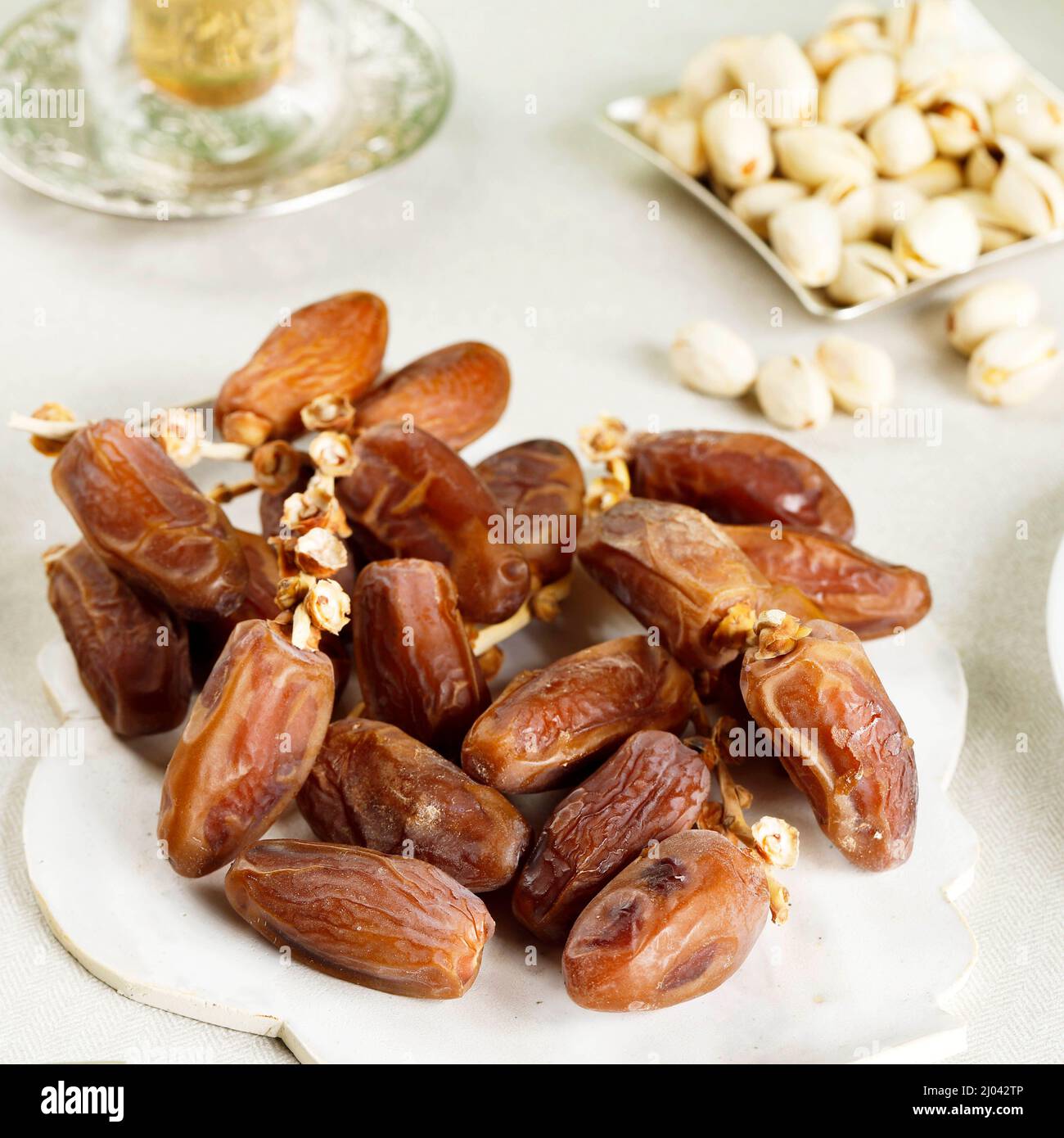 Close Dried Date Fruit for Ramadan Breaking the Fast Stock Photo - Alamy
