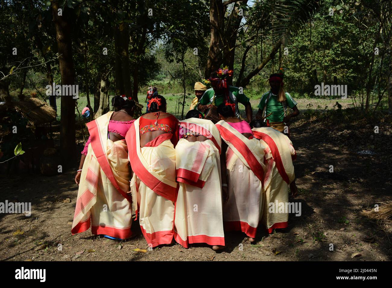 Santiniketan, India. 15th Mar, 2022. Baha the flower festival of Santal ...