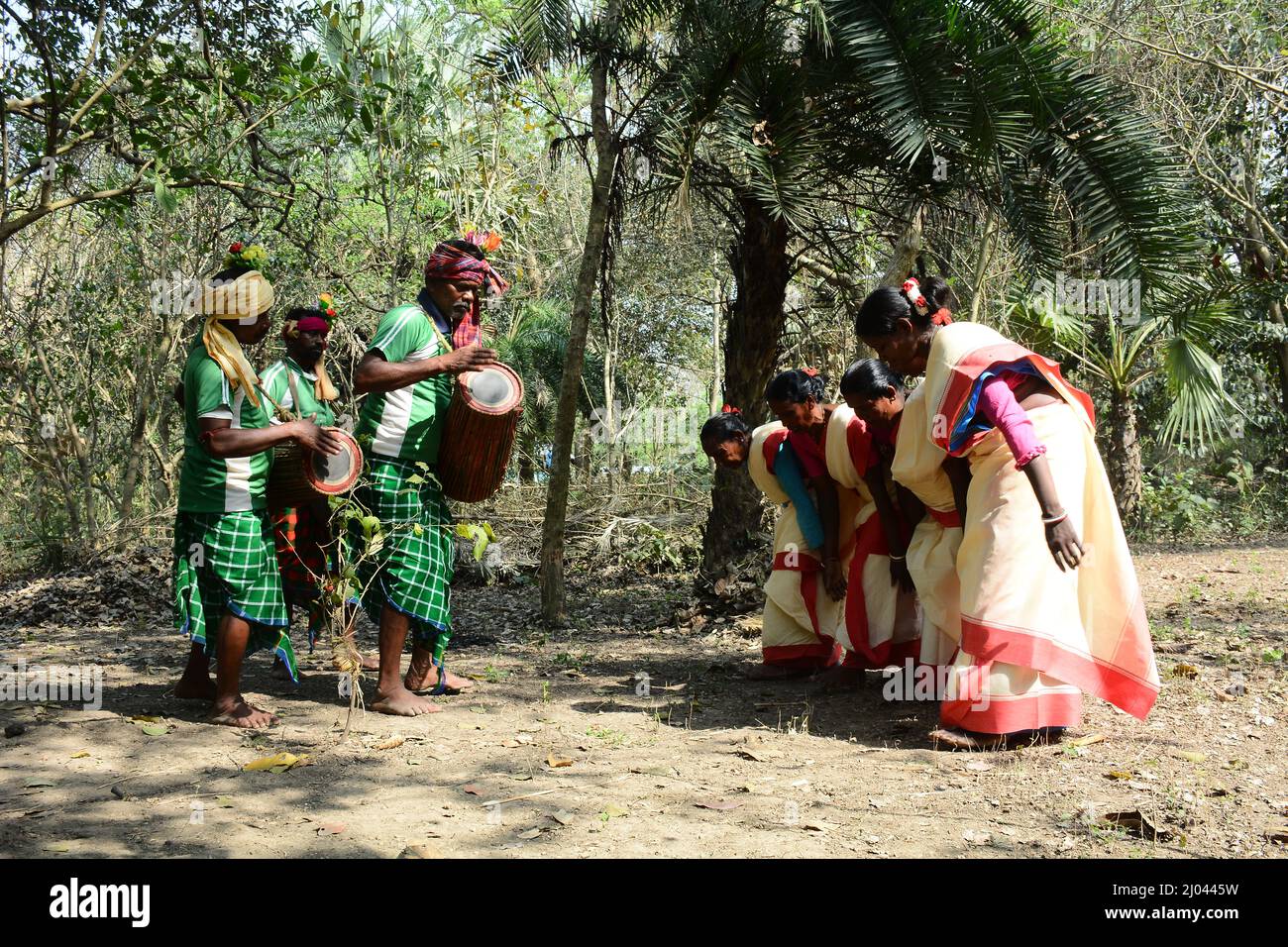 Santiniketan, India. 15th Mar, 2022. Baha the flower festival of Santal ...