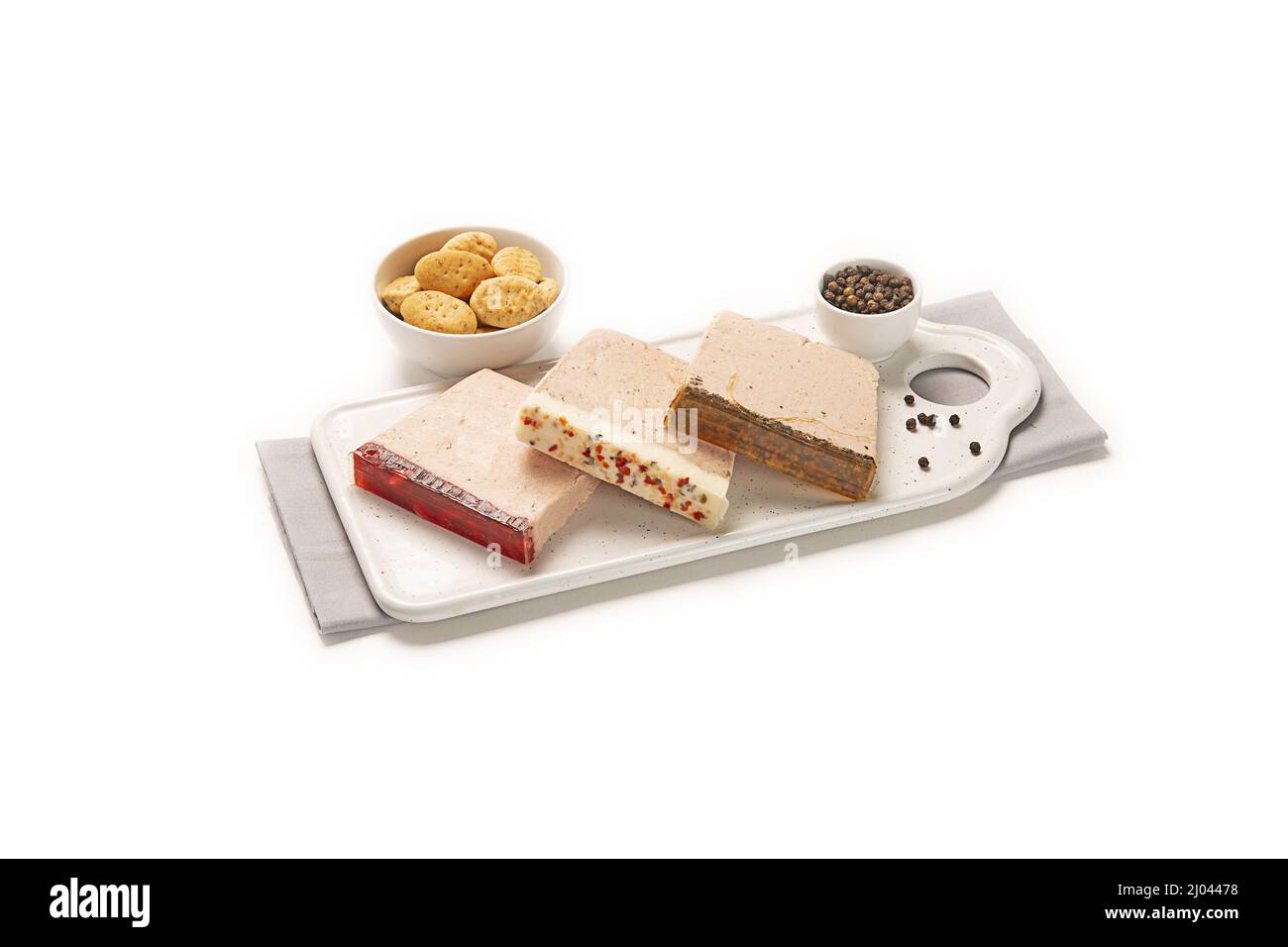 White board with delicious square pastries with different fillings ...