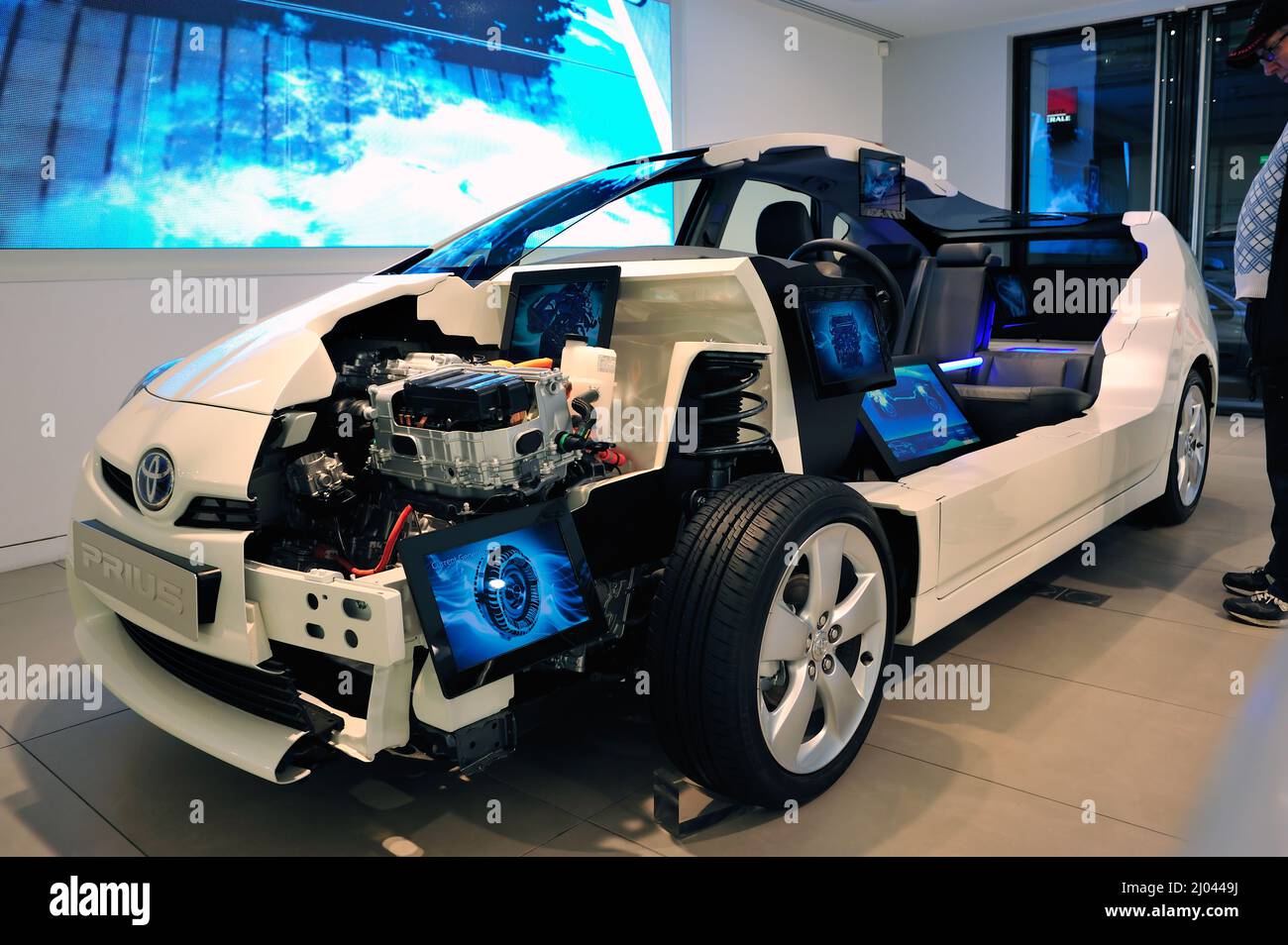 Paris, France, Display, Shopping in New Car Showroom, Toyota Car, Prius ...