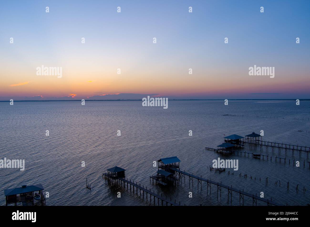 Eastern shore of Mobile Bay at sunset Stock Photo - Alamy