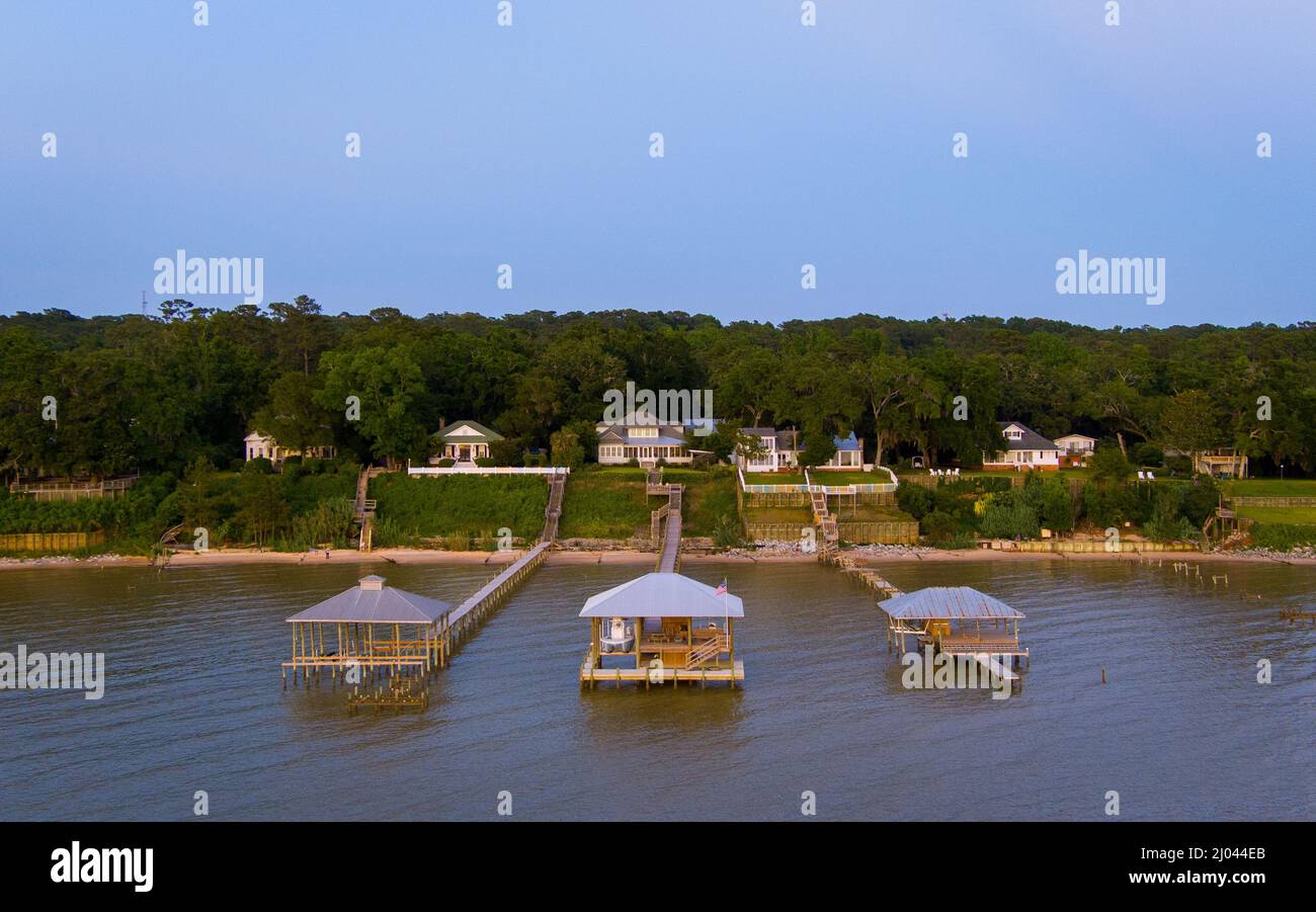 Eastern shore of Mobile Bay at sunset Stock Photo - Alamy