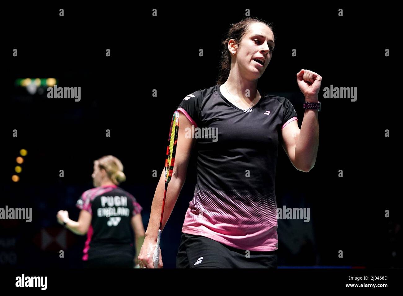 England's Jessica Pugh and Chloe Birch (right) in action against ...