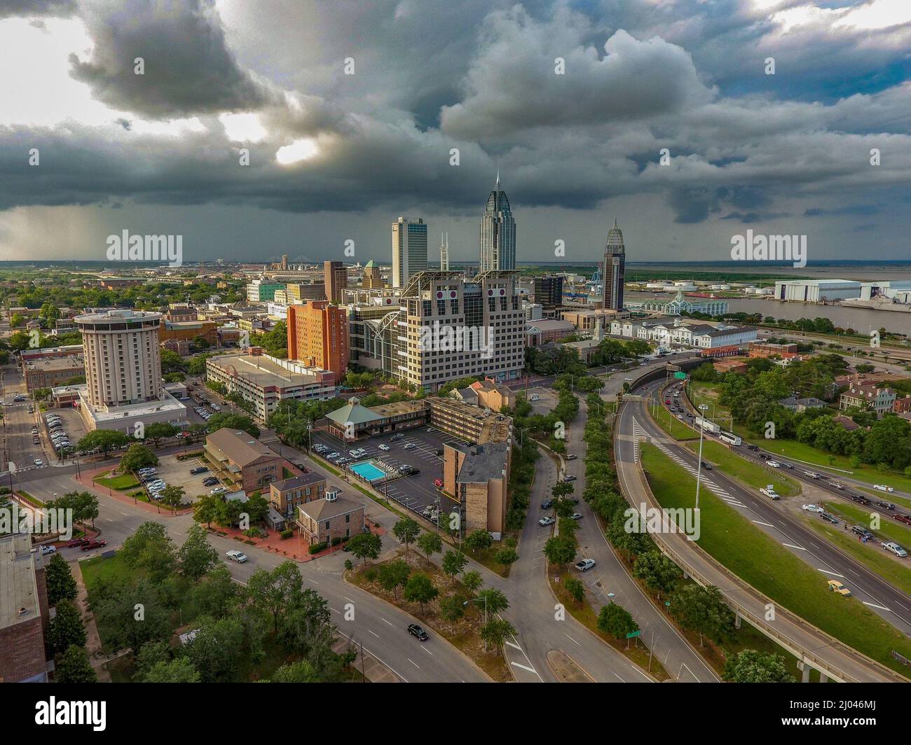 Aerial views of downtown Mobile, Alabama Stock Photo - Alamy