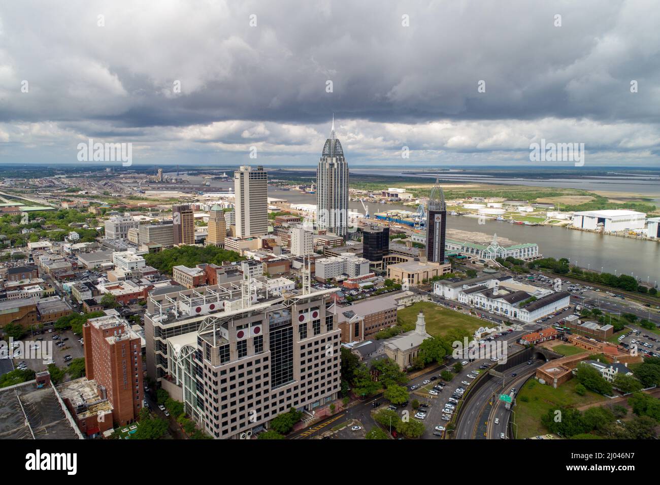Aerial views of downtown Mobile, Alabama Stock Photo - Alamy