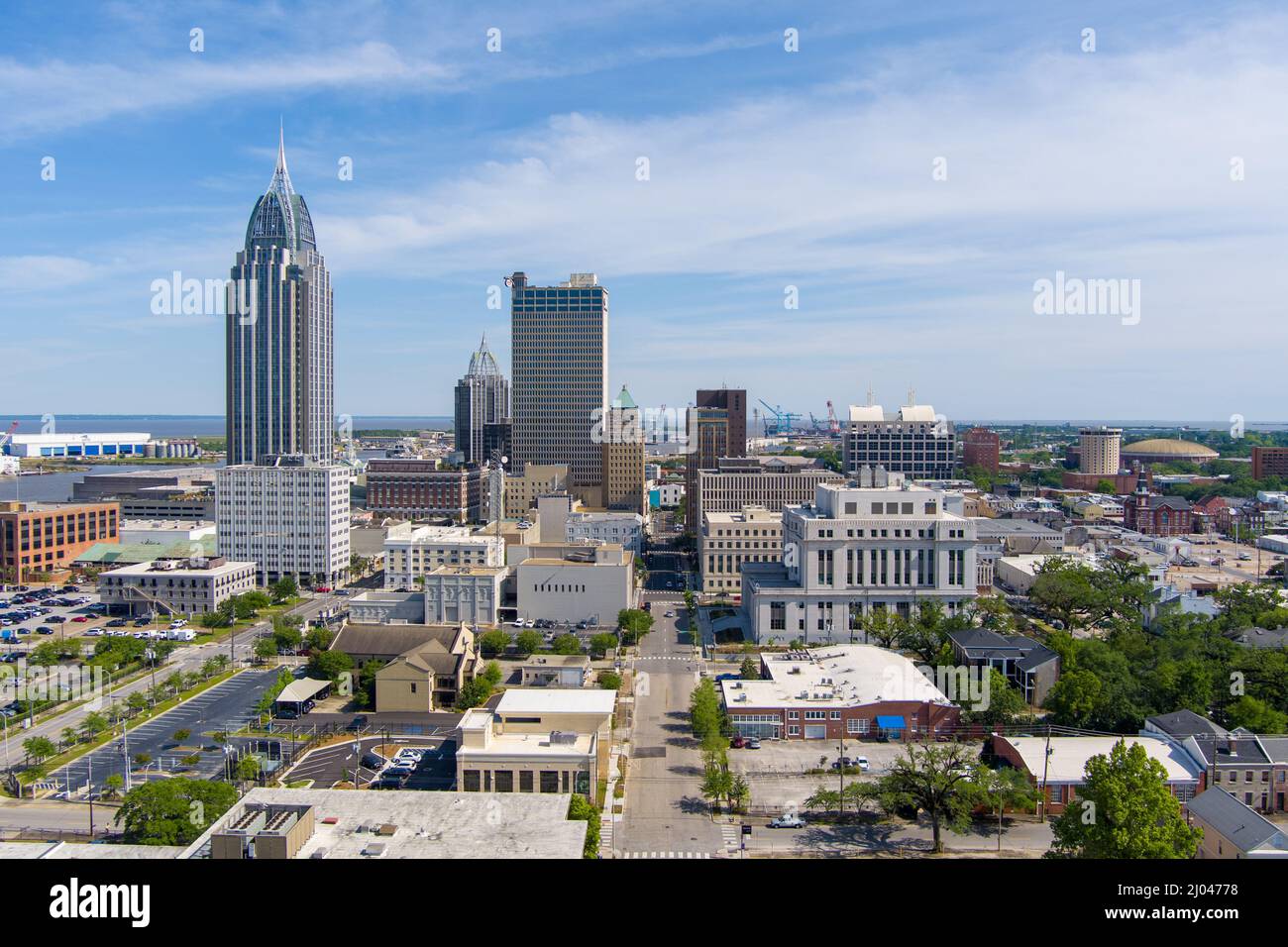 Aerial views of downtown Mobile, Alabama Stock Photo - Alamy