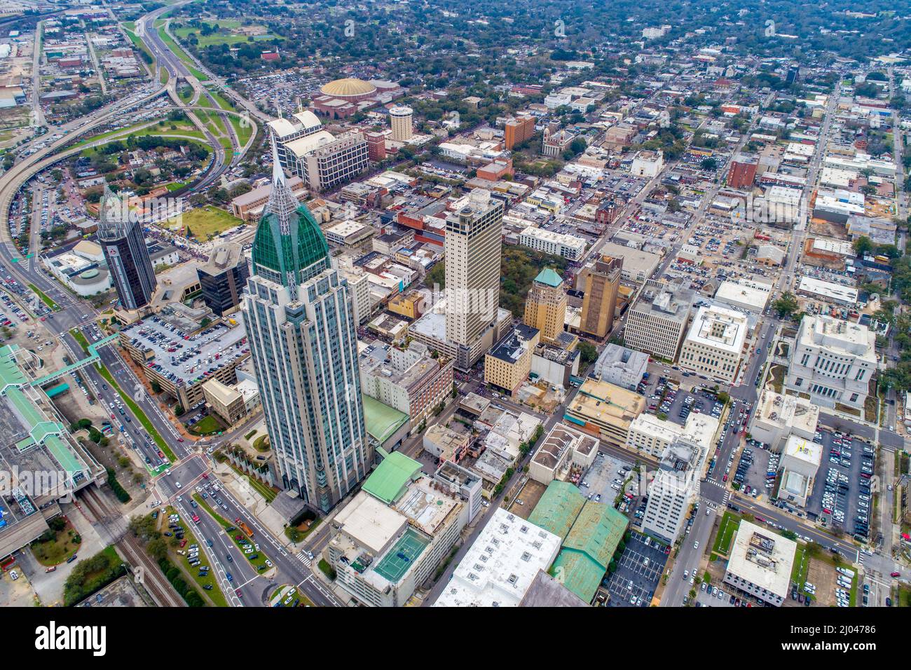 Aerial views of downtown Mobile, Alabama Stock Photo - Alamy