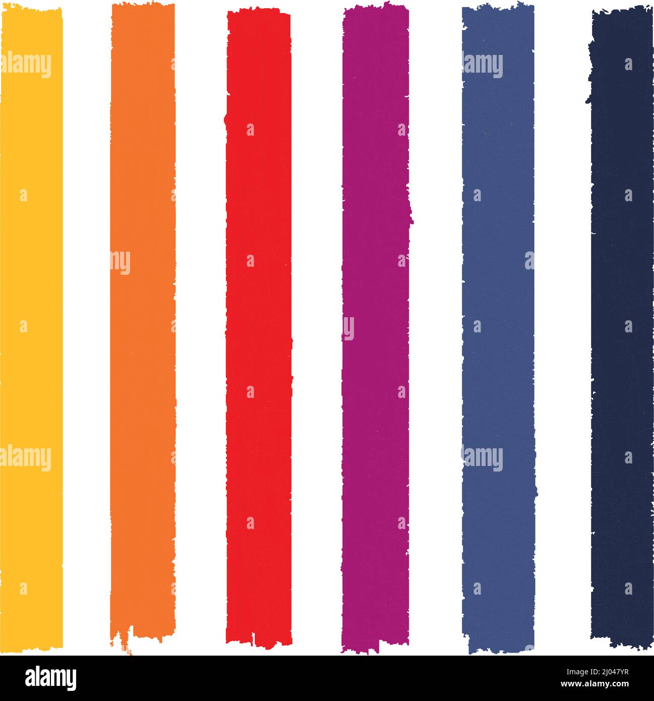 Set of different strokes of colored paint on a white background ...