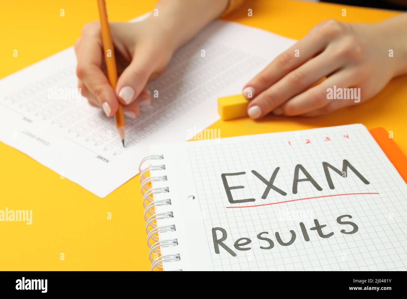 Concept of exams and tests, close up Stock Photo - Alamy