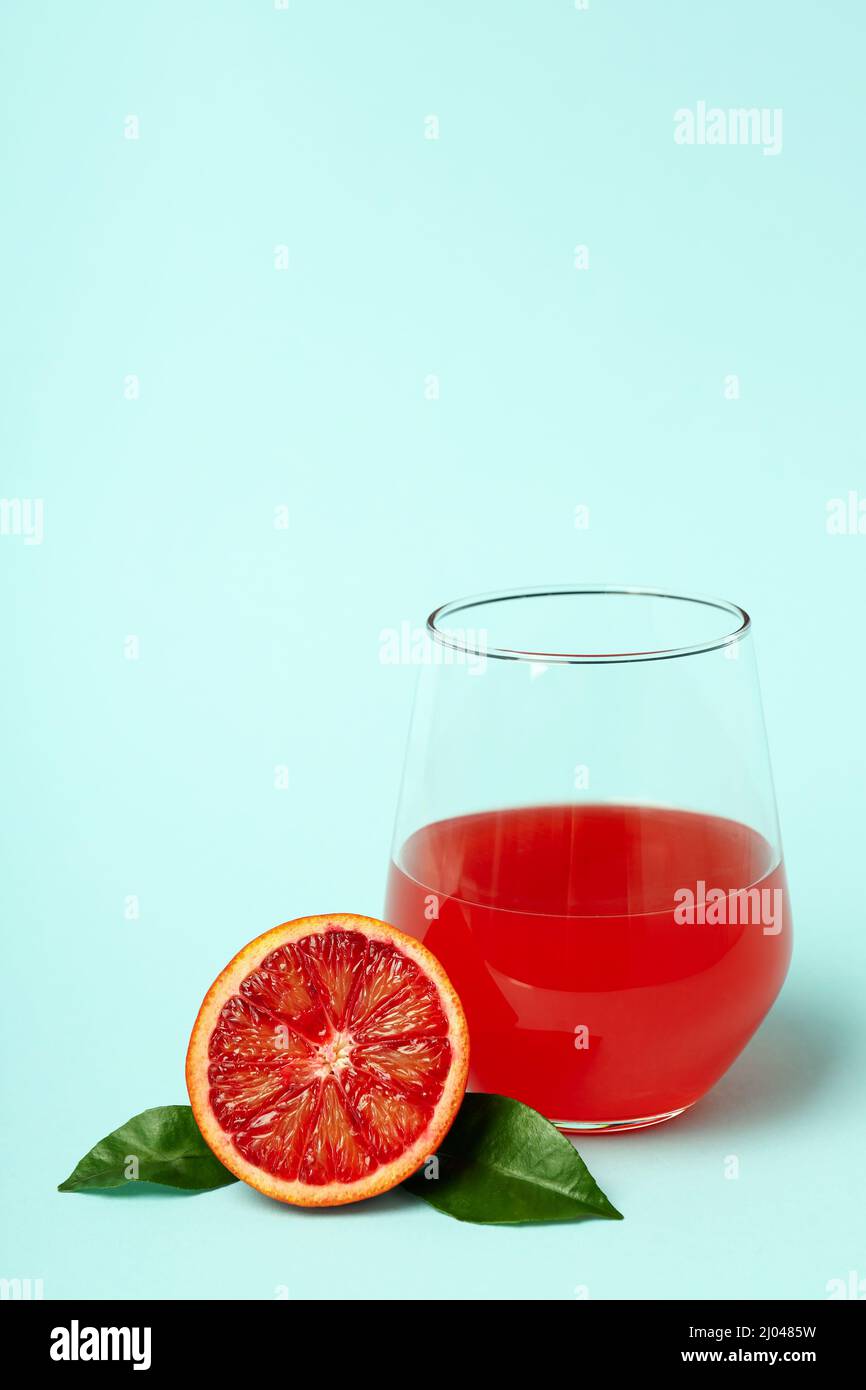 Concept of fresh drink with red orange juice Stock Photo - Alamy