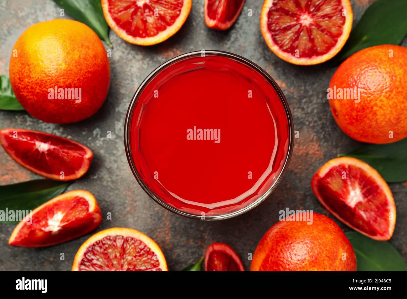 Concept of fresh drink with red orange juice Stock Photo - Alamy