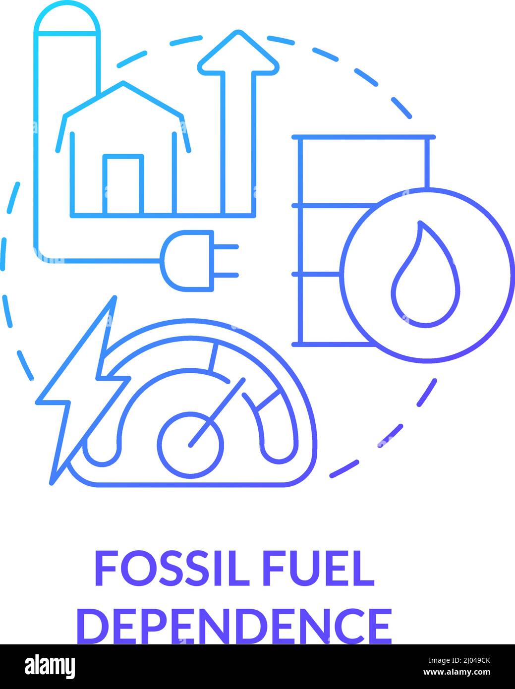 Fossil fuel dependence blue gradient concept icon Stock Vector Image ...