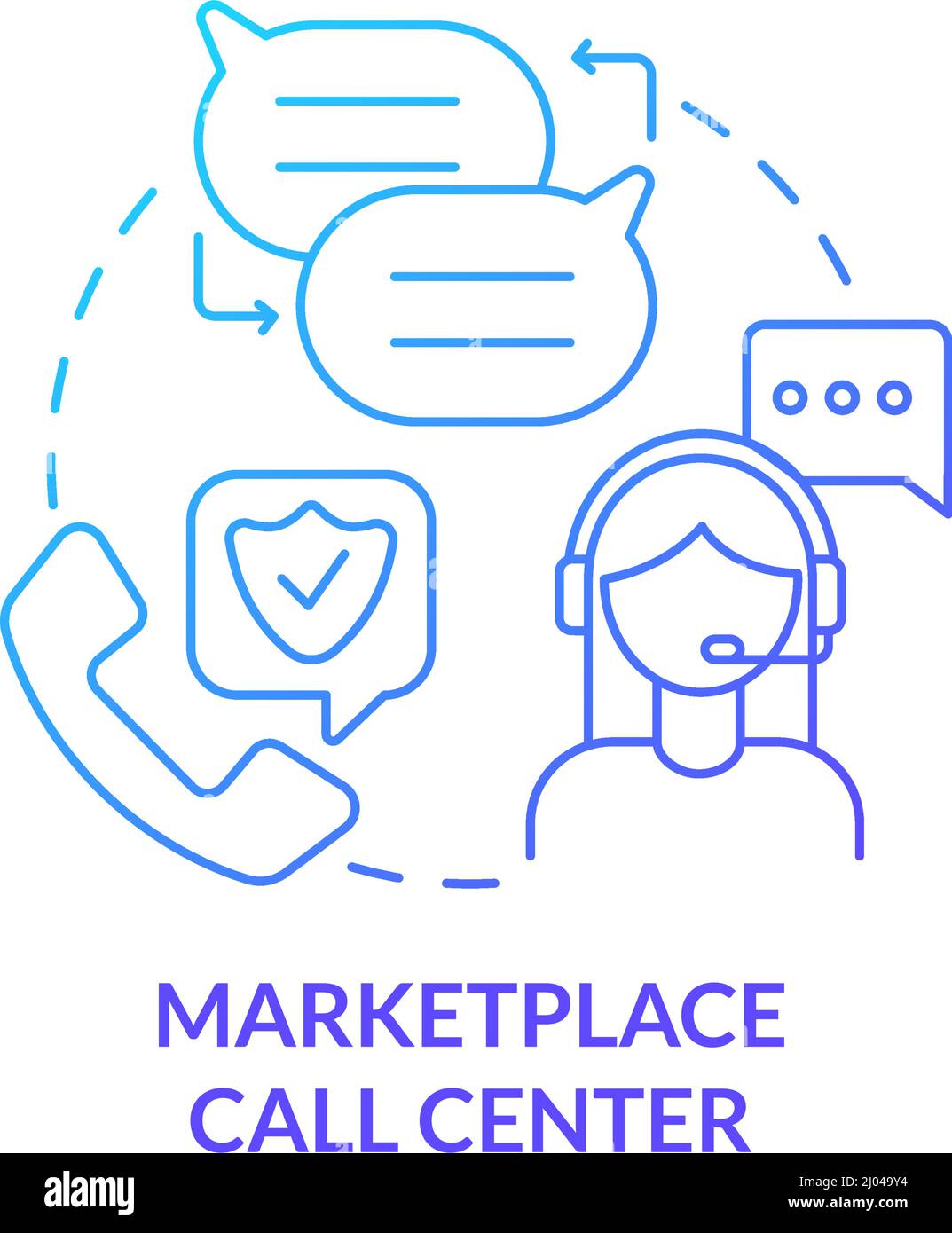 Marketplace call center blue gradient concept icon Stock Vector Image ...