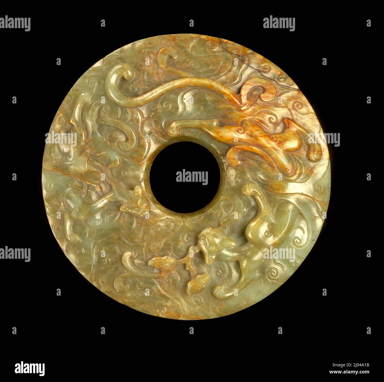 Perforated Disc (Bi) with Dragons. China, Chinese, Ming dynasty, 1368 ...