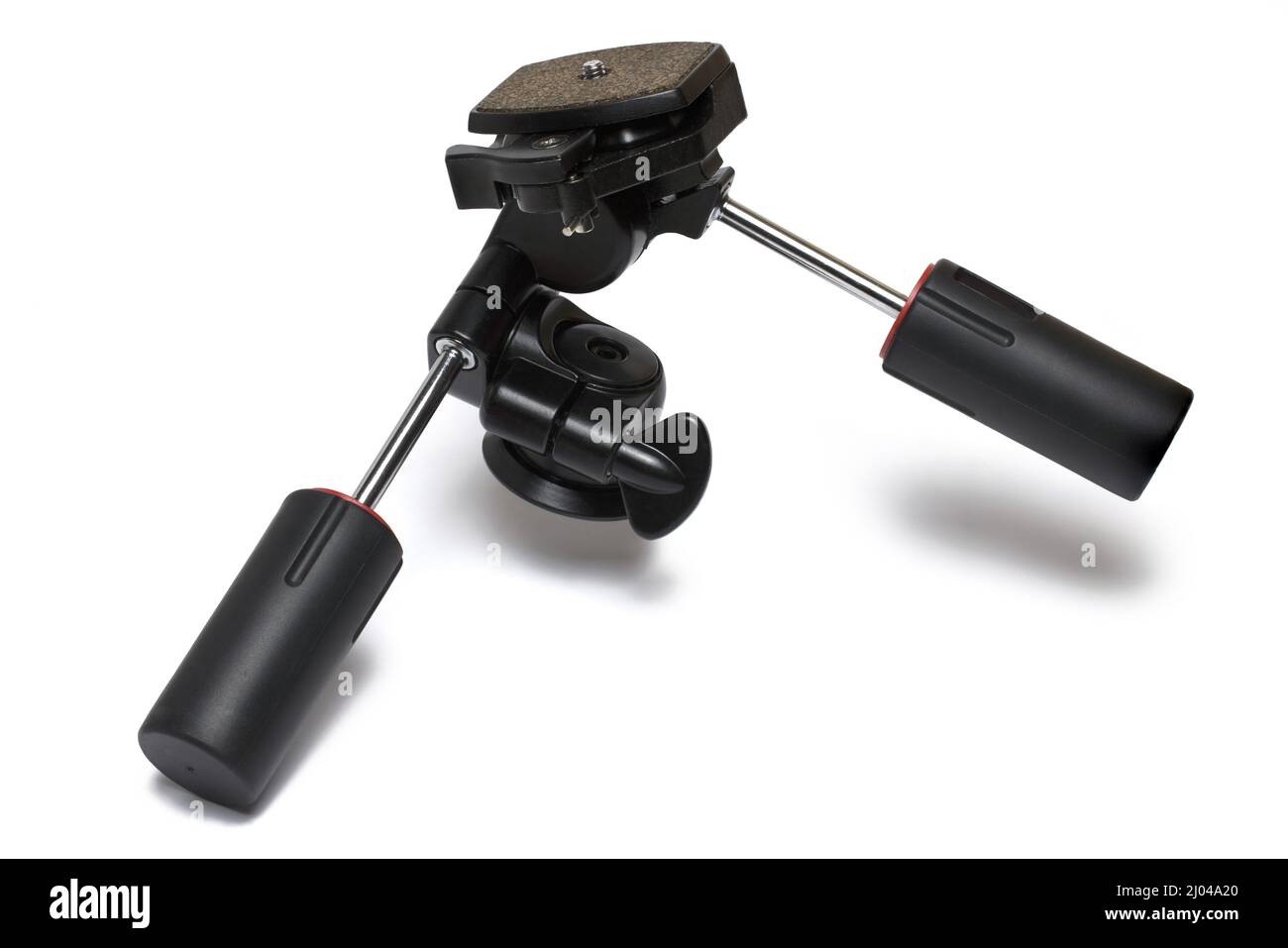 Close up of three axis adjustable tripod head with cork plate and black ...