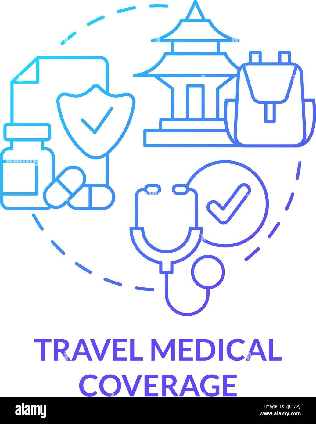 Travel medical coverage blue gradient concept icon Stock Vector Image ...