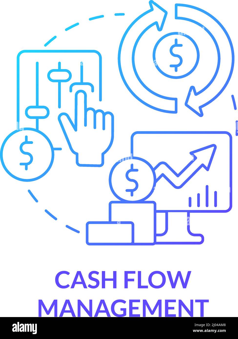 Cash flow management blue gradient concept icon Stock Vector Image ...
