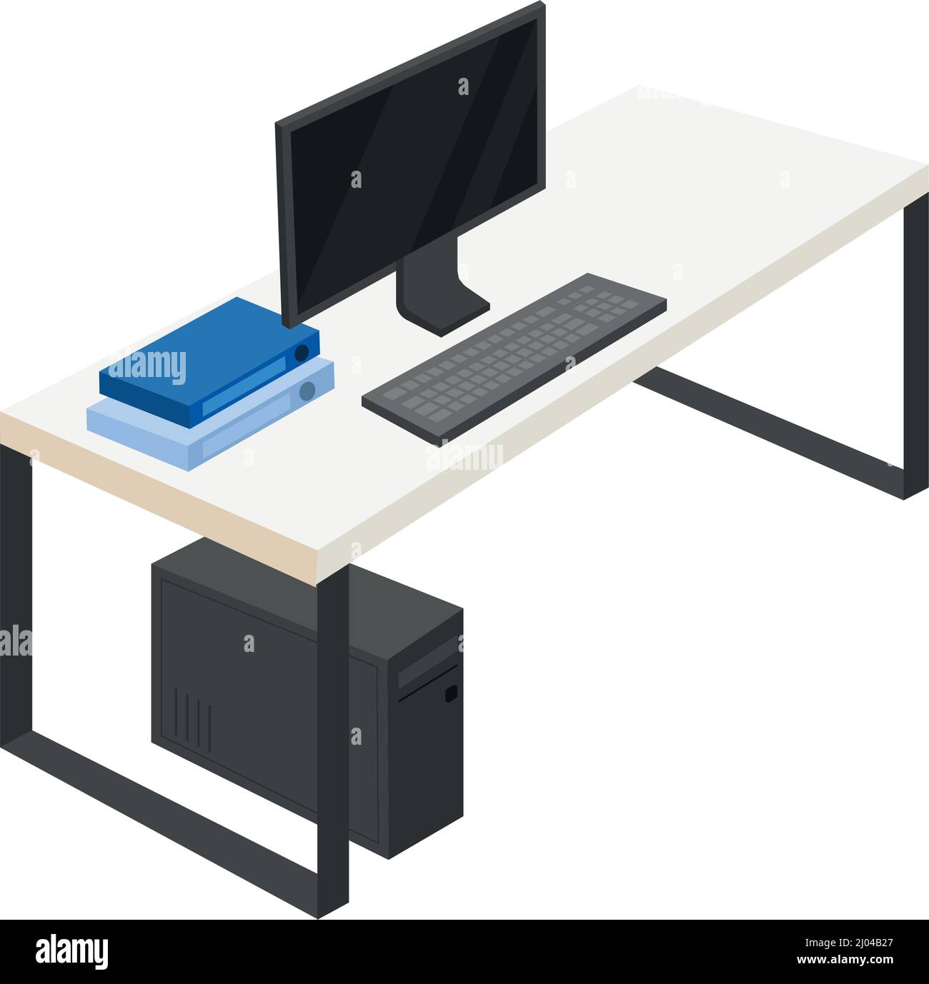 Table with computer semi flat color vector object Stock Vector Image ...