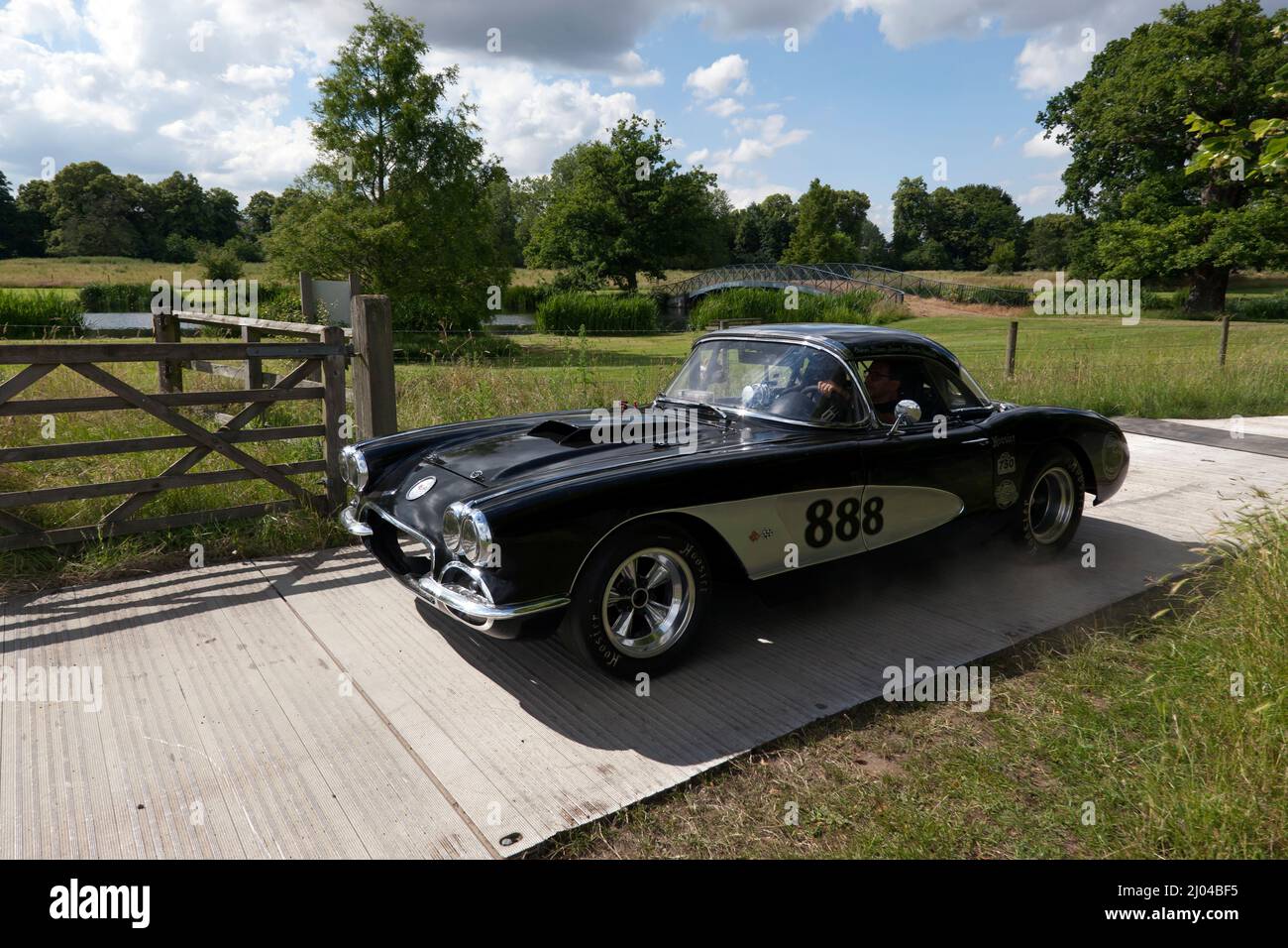 View of a 1958, Chevrolet Corvette C1, being demonstrated at the 2021 ...
