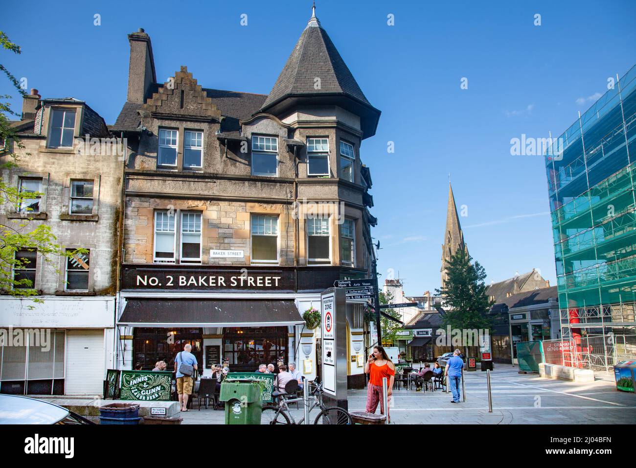 Typical architecture of Stirling. People in downtown. Scotland, UK ...