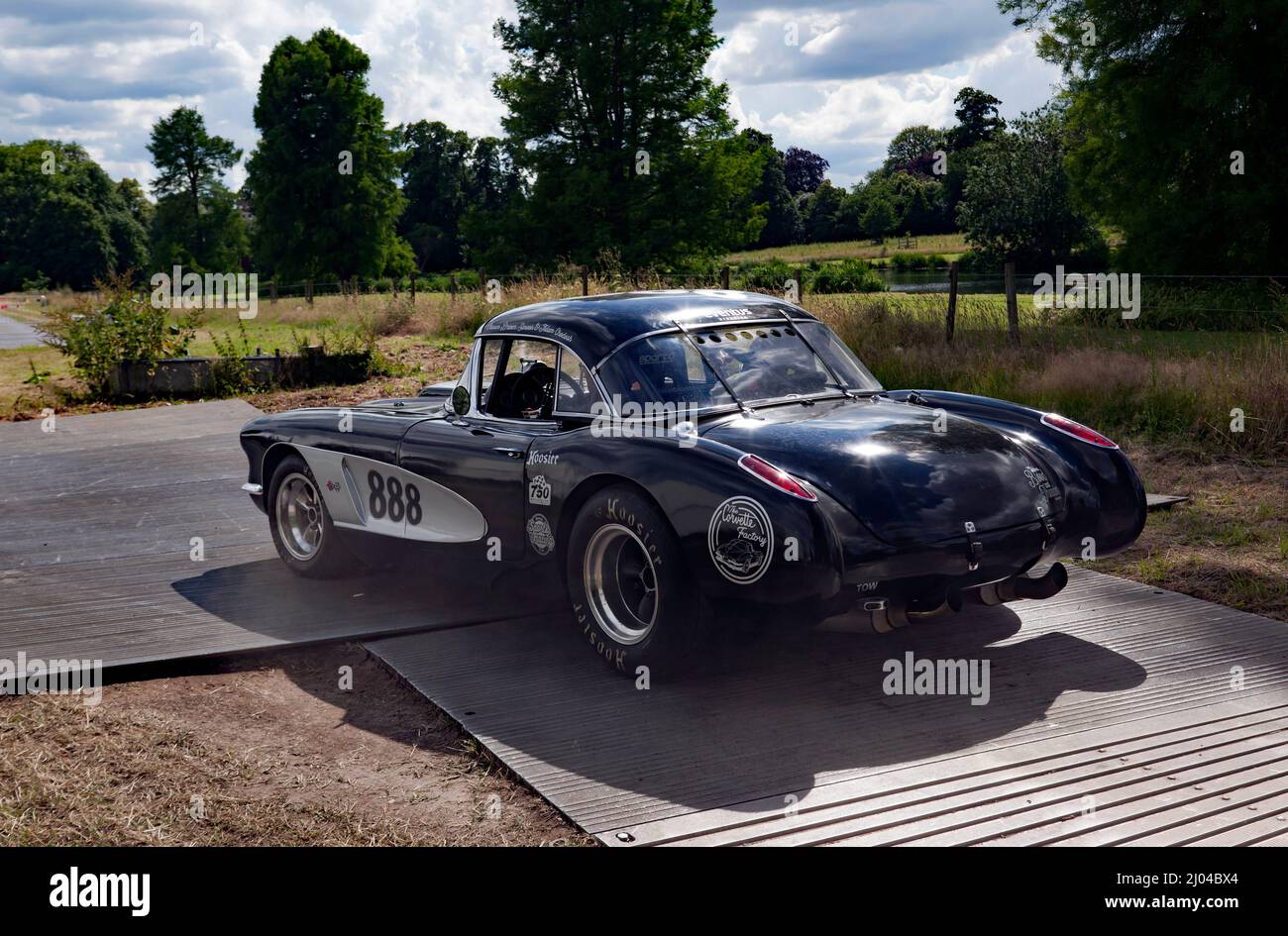 View of a 1958, Chevrolet Corvette C1, being demonstrated at the 2021 ...