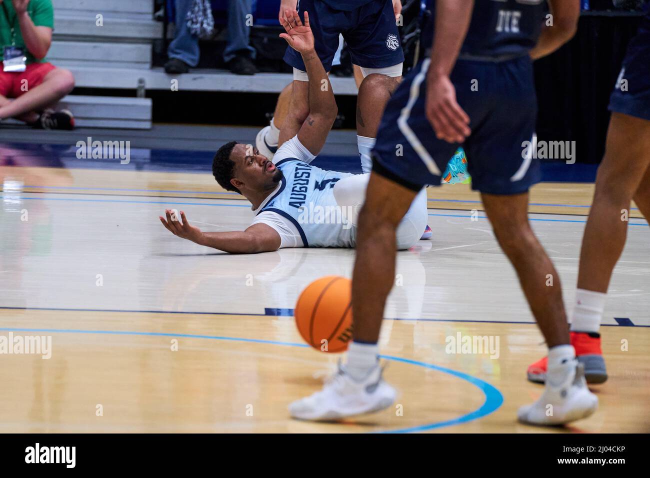 Augusta, USA. 15th Mar, 2022. Miguel Arnold and the Augusta Jaguars ...