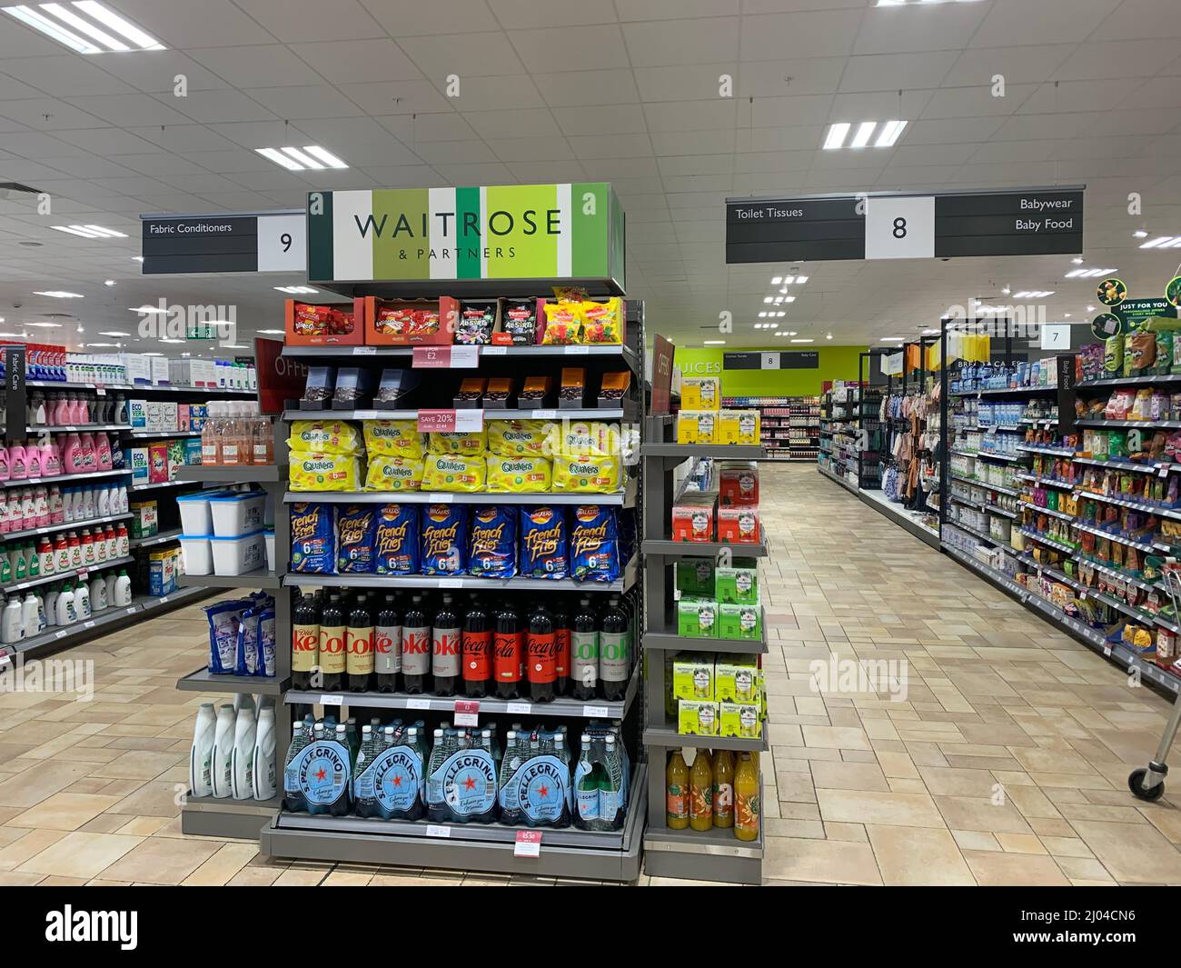 Waitrose Rushden Northamptonshire UK display displayed inside cans ...