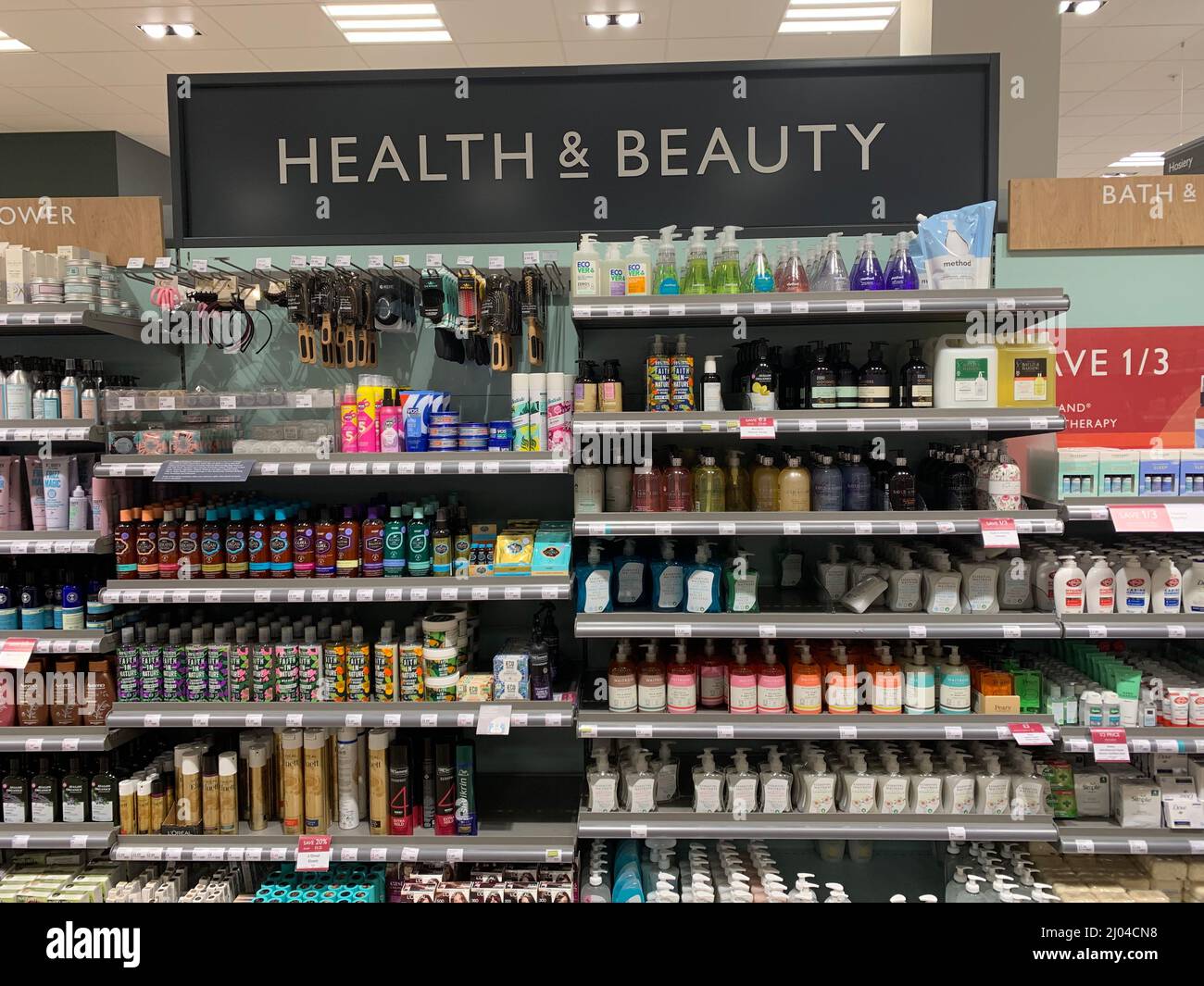 Health and beauty in Waitrose Rushden Northamptonshire UK bottles skin ...