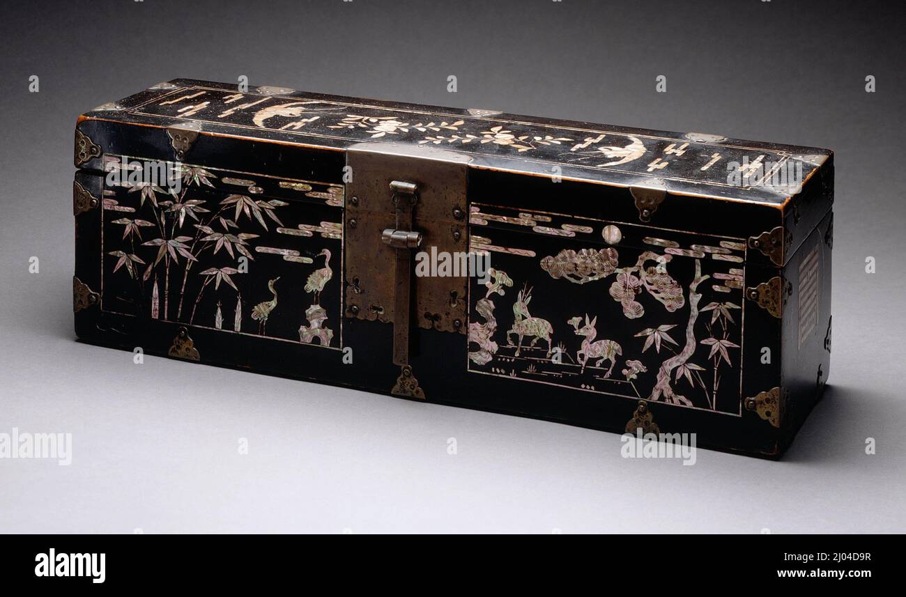 Black-lacquered Box with Auspicious Designs. Korea, Joseon dynasty ...