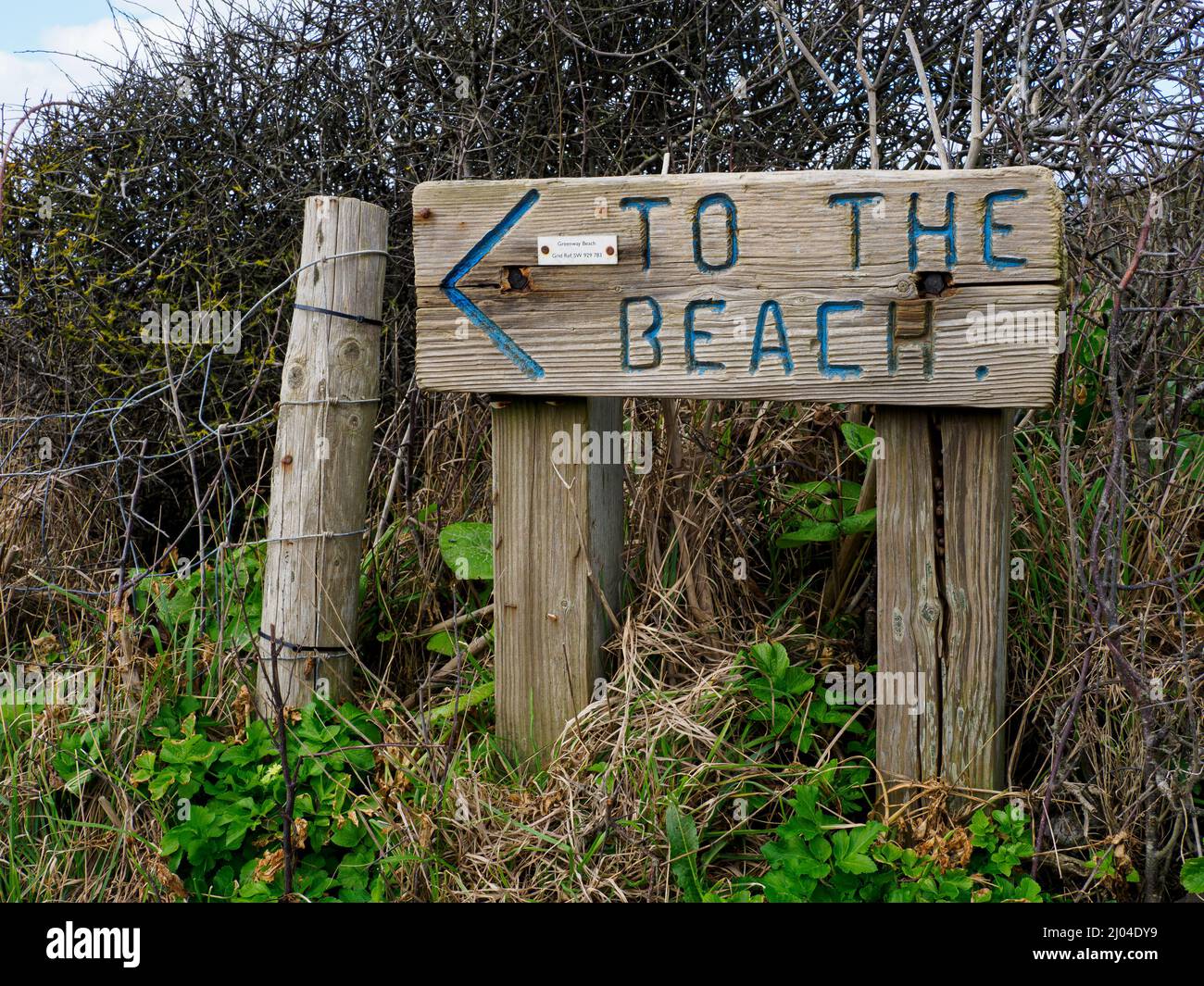 To the beach sign, along the southwest coast path pointing to Greenway ...