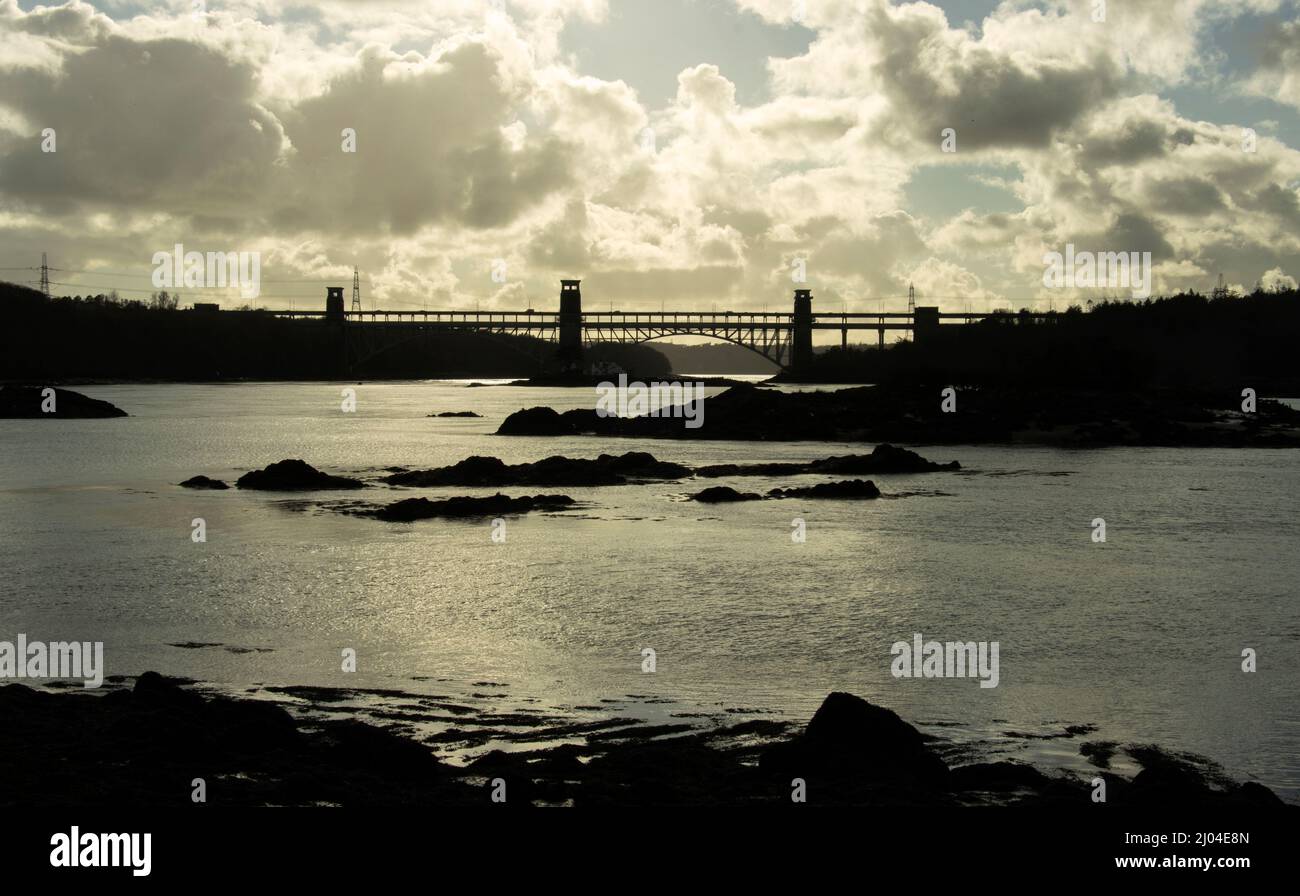 The Britannia Bridge was build across the Menai Straits in 1850 ...