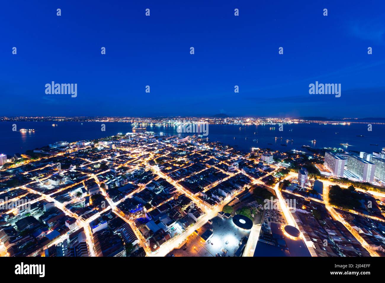 Georgetown city in blue hour in aerial view Stock Photo - Alamy