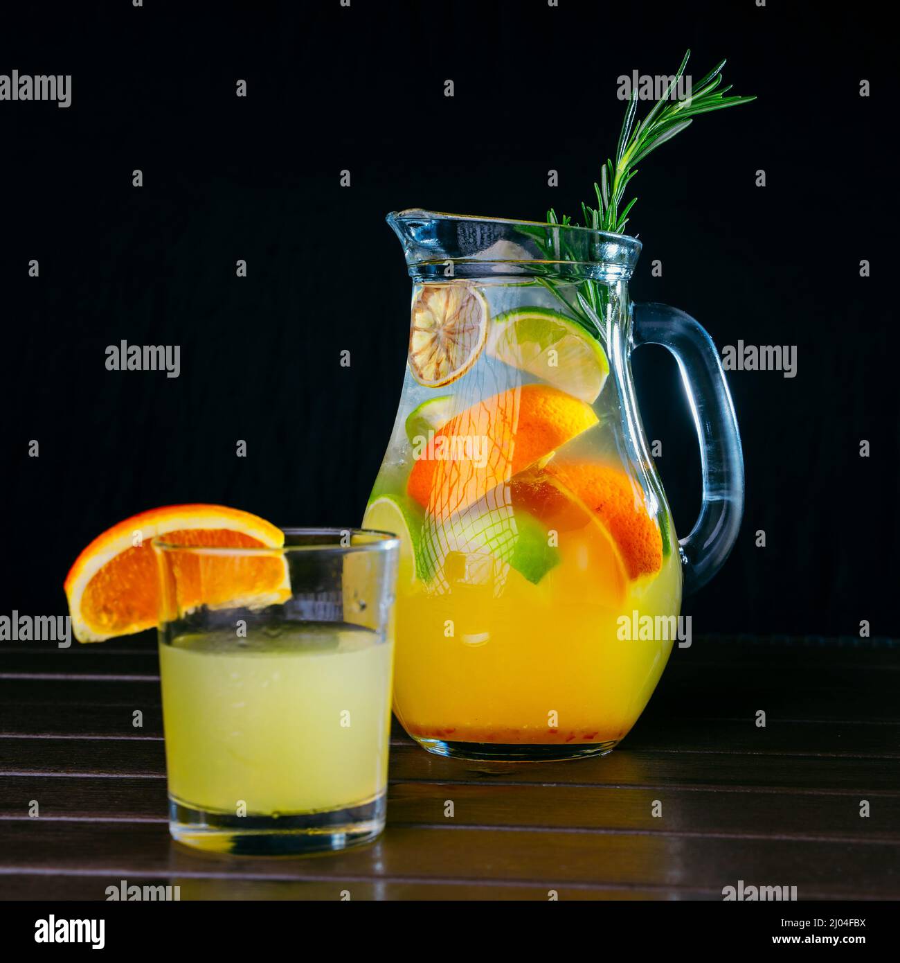 Photo of red lemonade with fruits Stock Photo - Alamy