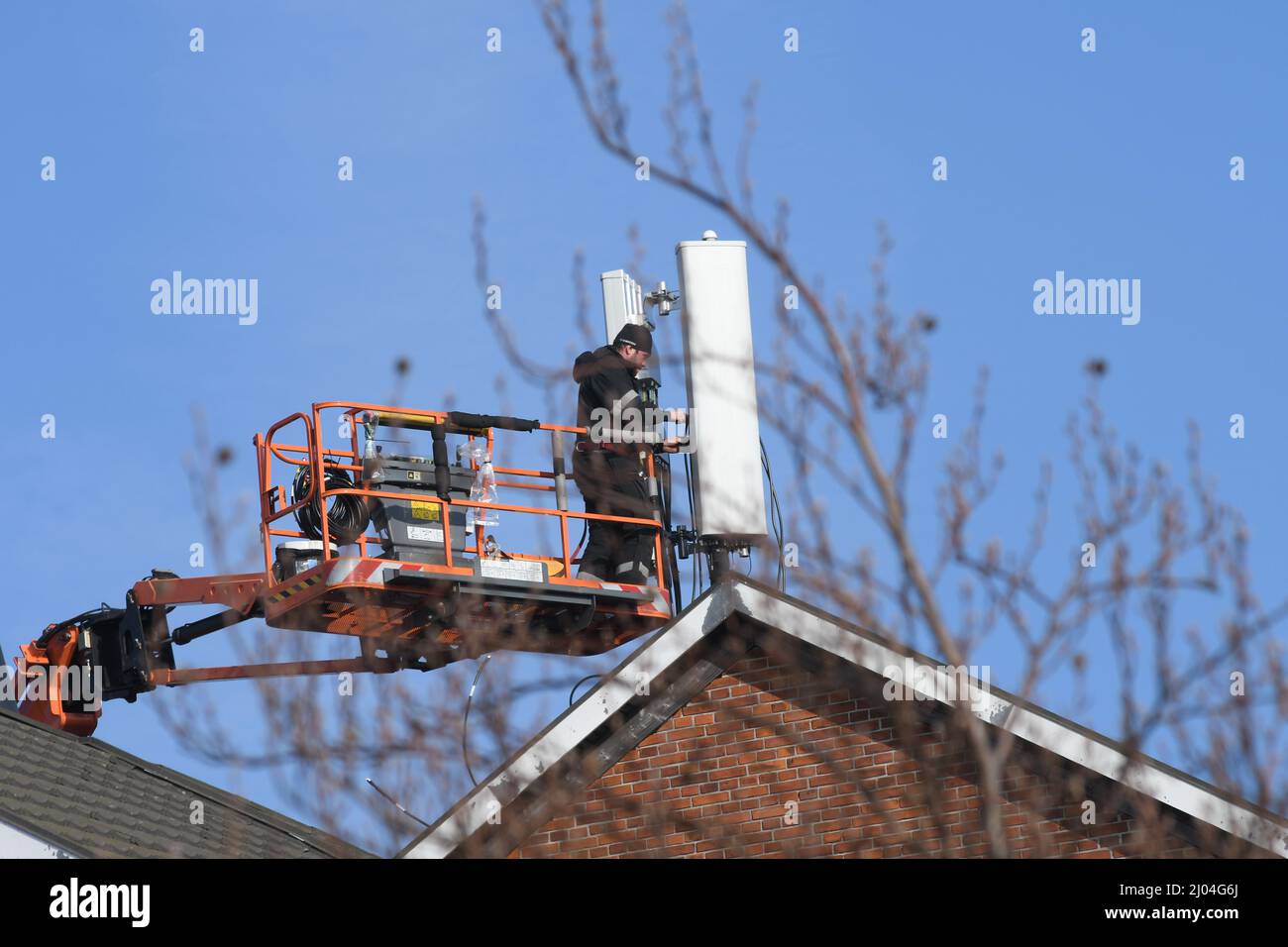 Kastrup/Denmark/.16 March 2022/ Technician works on war alarm siren on ...