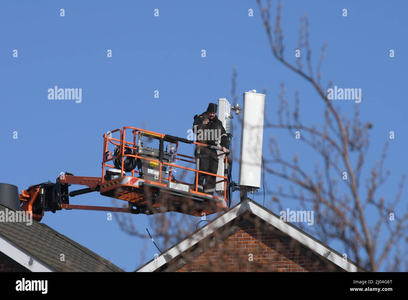 Kastrup/Denmark/.16 March 2022/ Technician works on war alarm siren on ...