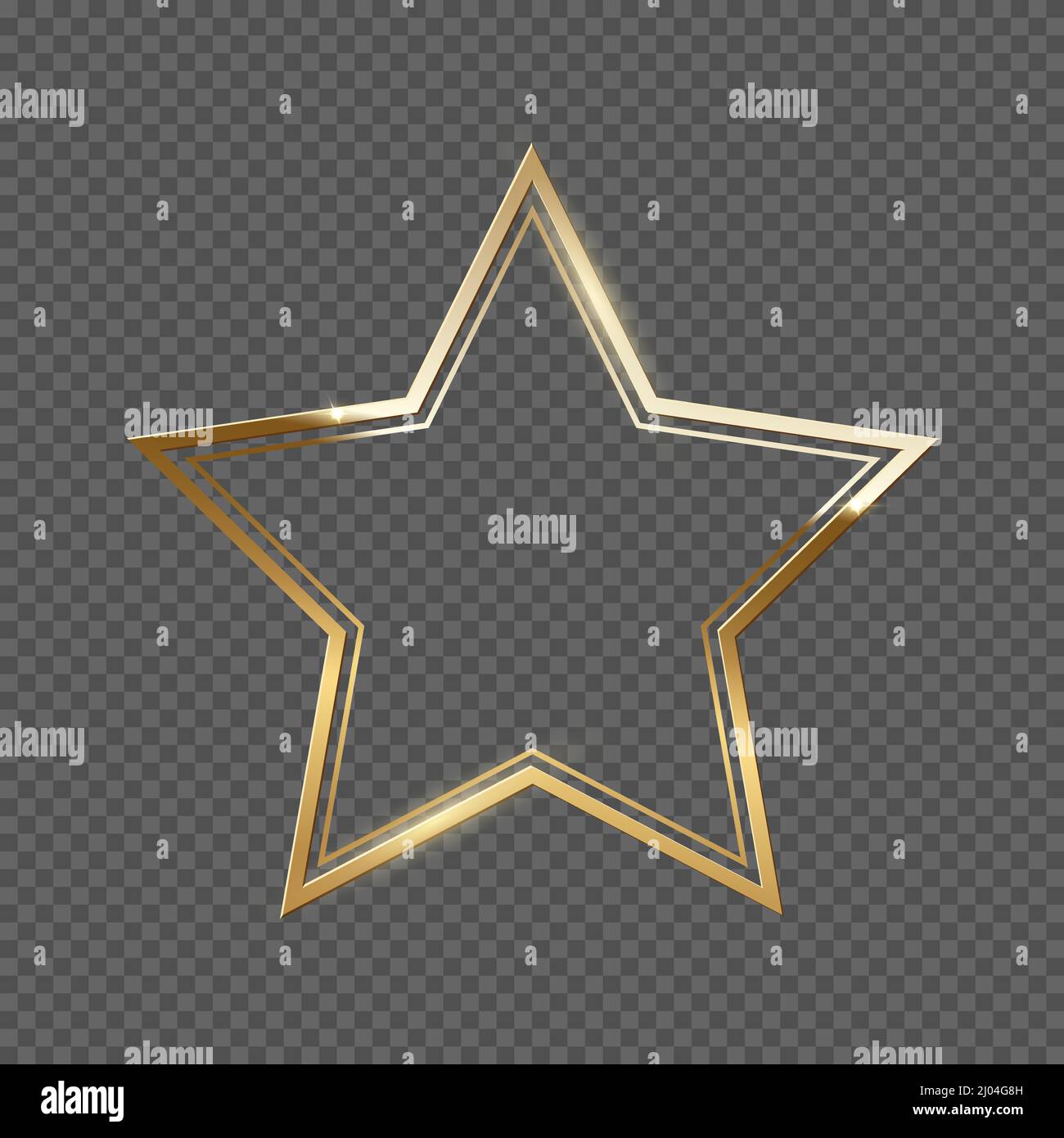 Double golden frame with star shape vector illustration. Realistic 3d ...