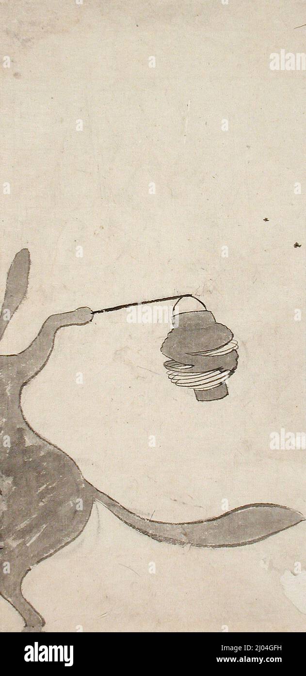 Sketch of a foxs shadow with a lantern hi-res stock photography and ...