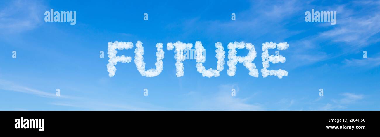 Future word made of clouds on blue sky background Stock Photo - Alamy