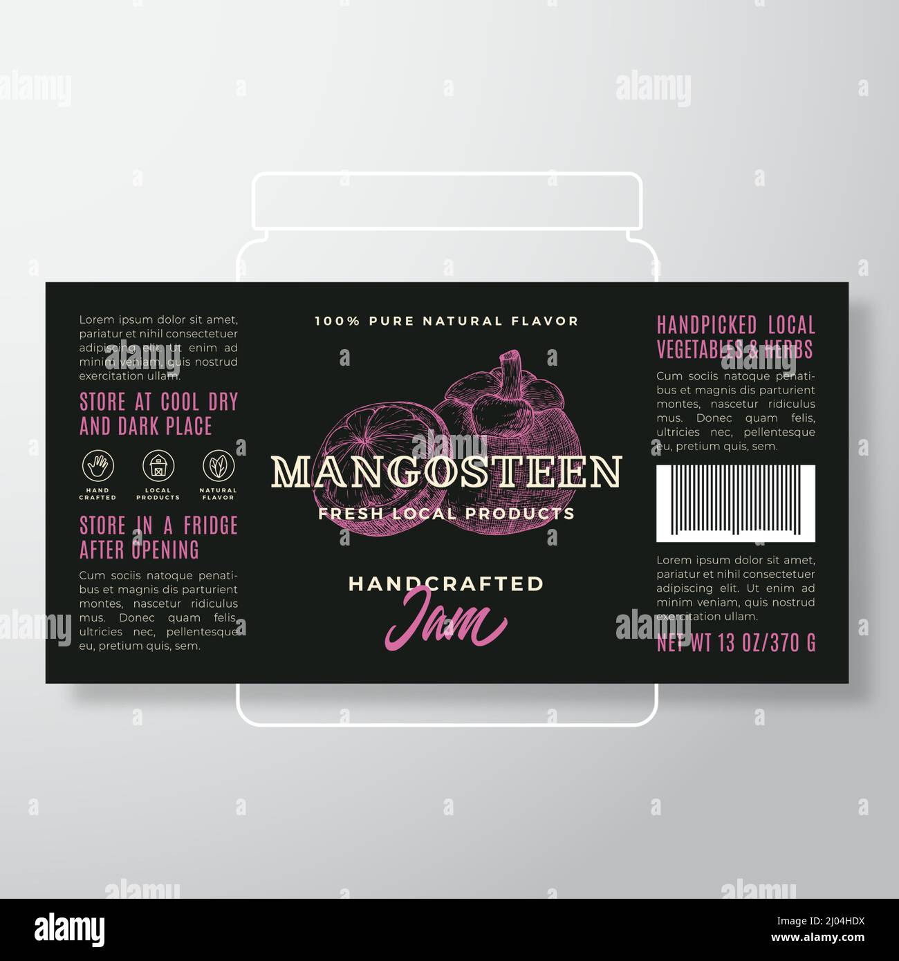 Handcrafted Fruit Jam Label Template. Abstract Vector Packaging Design ...