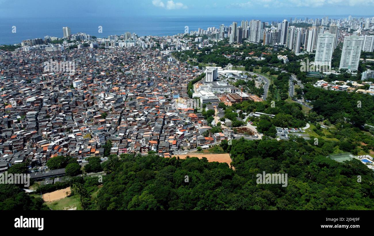 salvador, bahia, brazil - janeiro 28, 2022: favela housing in the ...