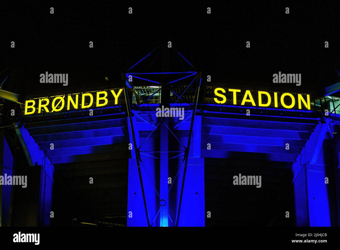Brondby, Denmark. 13th, March 2022. Broendby Stadium seen after the 3F ...