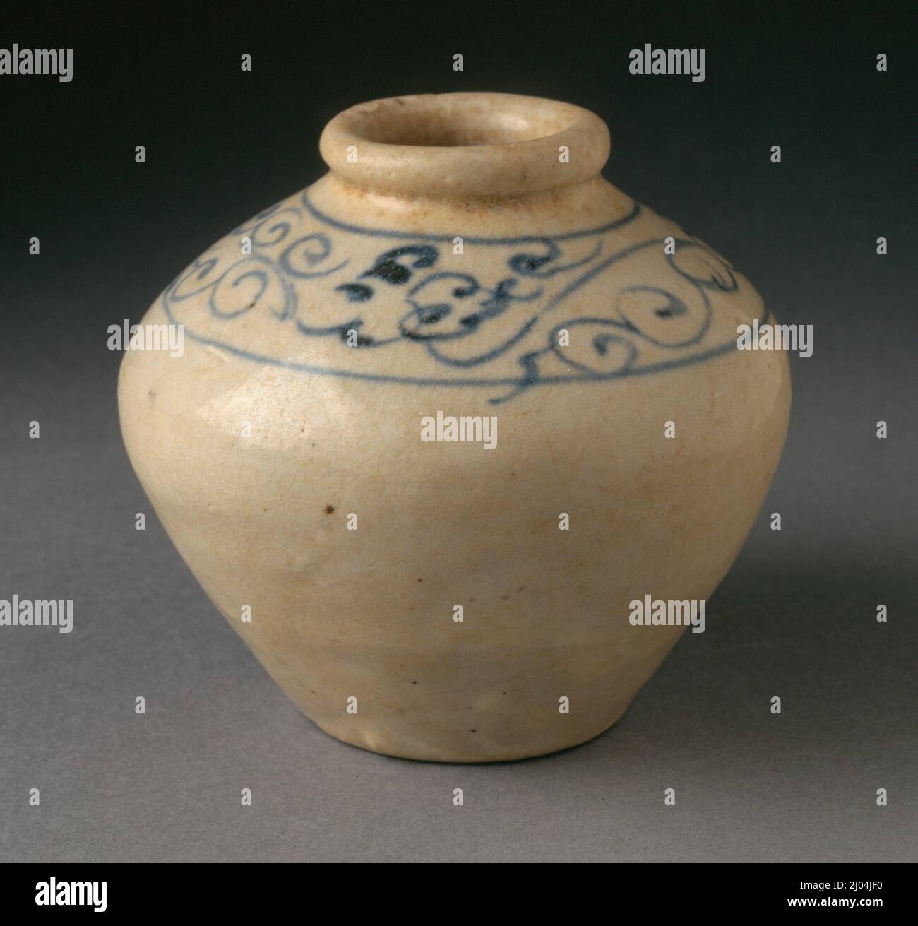 Squat Jar with Cursive Floral Scroll. Vietnam, circa 1400 (earliest ...