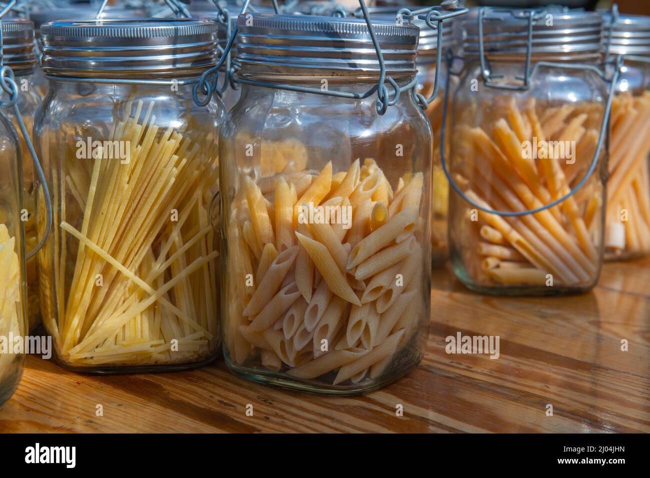 jars of pasta are on the table Stock Photo - Alamy
