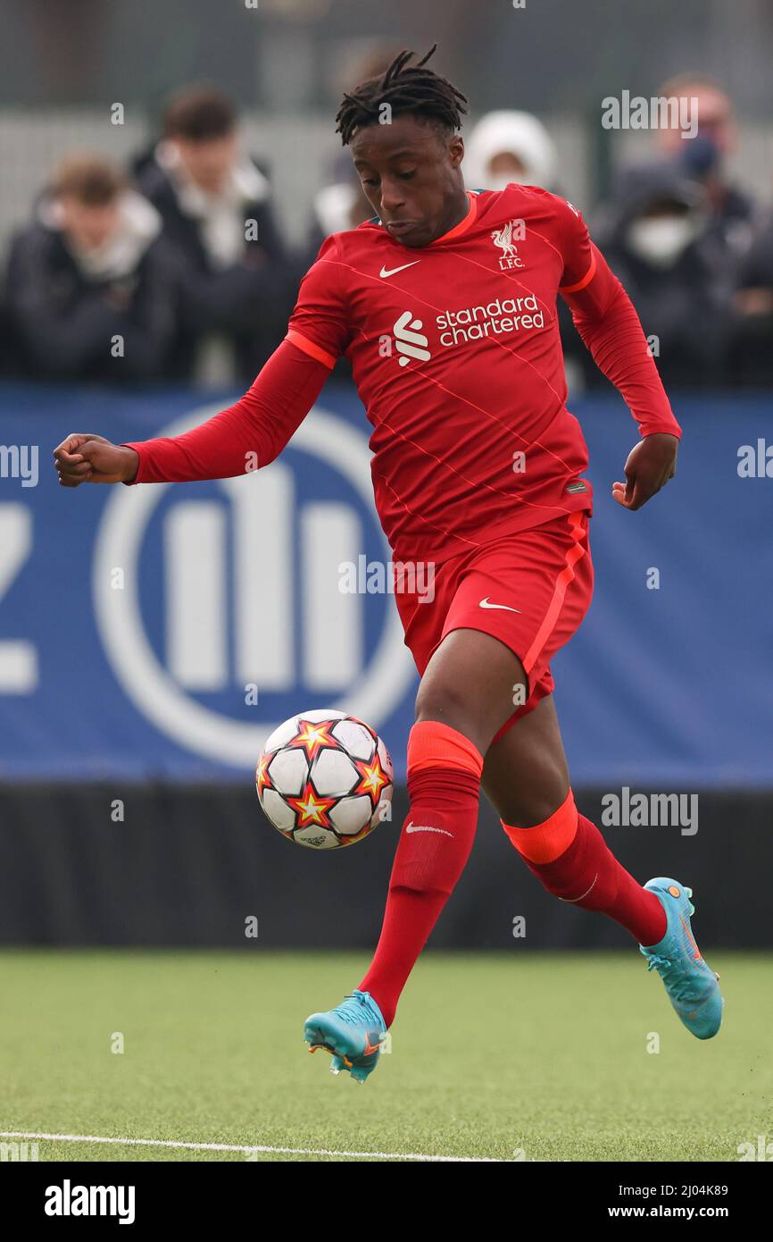 Vinovo, Italy, 15th March 2022. Isaac Mabaya of Liverpool during the ...