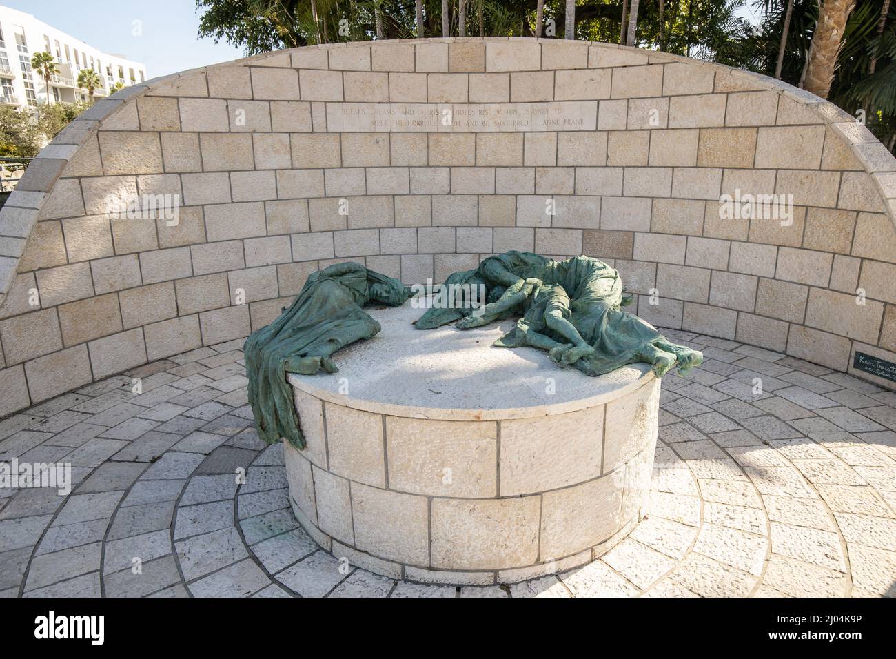 The Holocaust Memorial in Miami Beach features a reflection pool with a ...