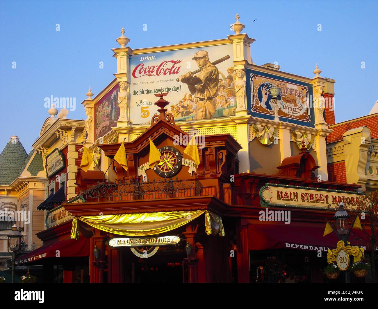 Attraction building with a vintage Coca Cola ad in Disneyland park in ...